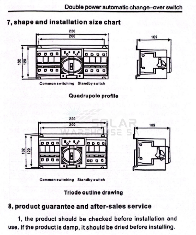 Automatic & Manual Change Over Switch 2-Pole 63A GCQ2-63/2P 63A | Solar ...