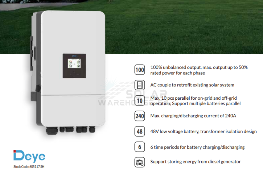 Deye 12Kw Three Phase Hybrid Inverter SUN-12K-SG05 LP3-EU-SM2– Solar ...