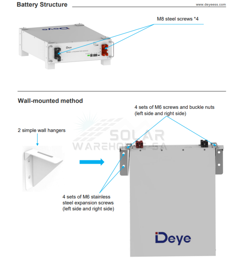 Deye Battery Lithium Ion Low Voltage 5.32Kwh 51.2V 104Ah | Solar ...
