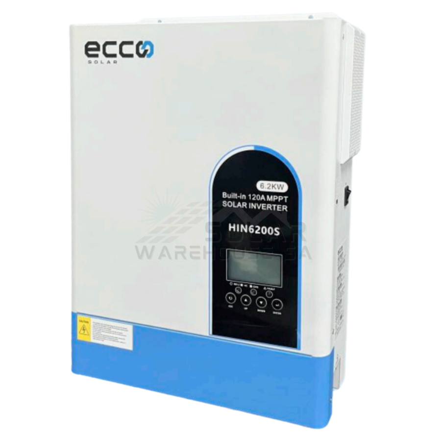 Hybrid Inverter 48v 6.2 Kva 6200w MPPT 120A Inverter Pure Sine Wave - Ecco | Solar Warehouse SA