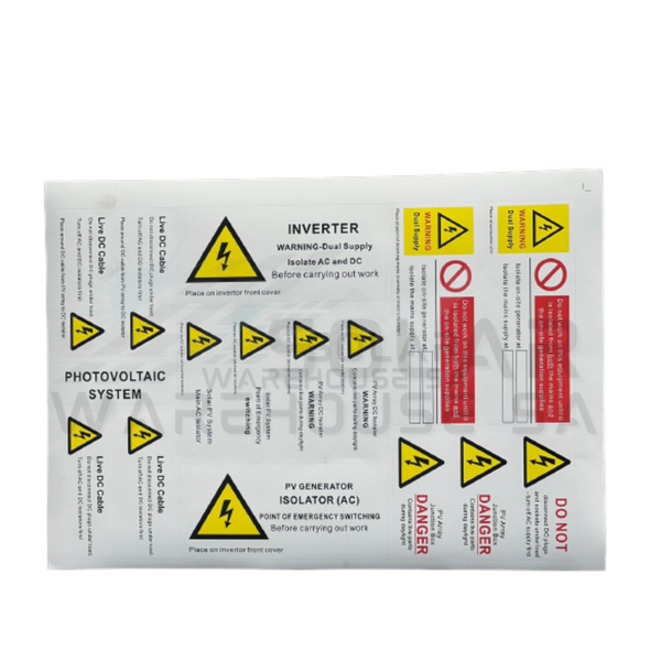 Solar Installation Stickers / Labels | Solar Warehouse SA